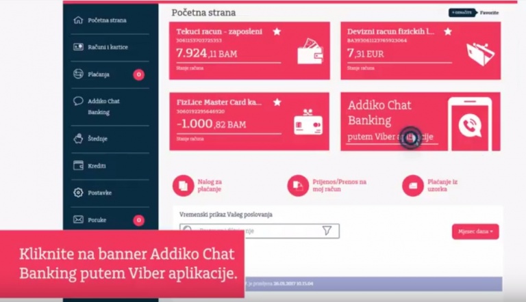 Addiko Chat Banking na Viberu - Addiko Bank Banja Luka